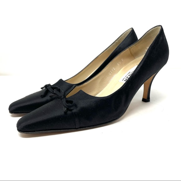 Pancaldi | Shoes | Pancaldi Black Satin Heels Made In Italy Size 85 ...